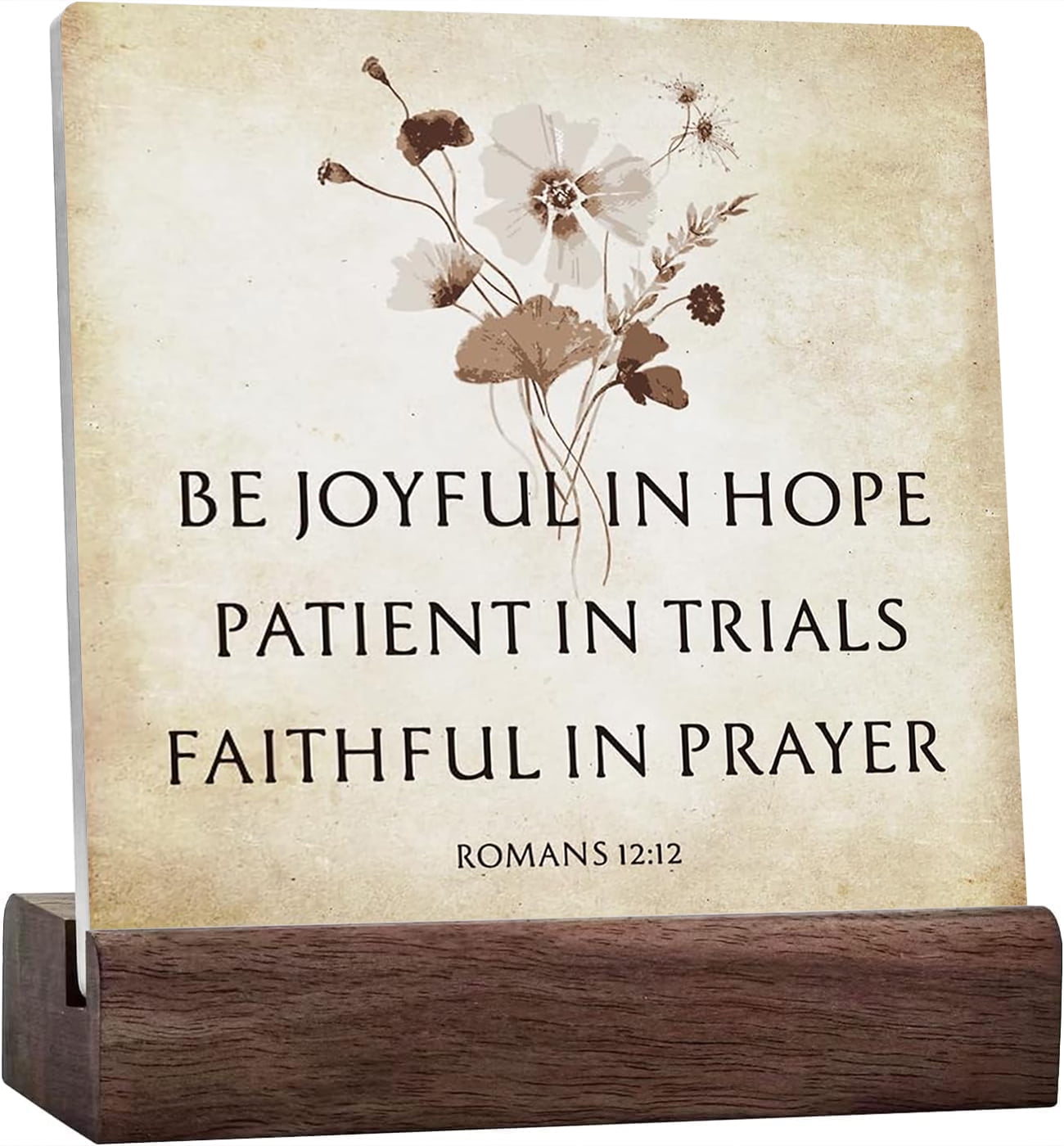 Ceramic Sign 4x4 Inch Inspirational Bible Verse Be Joyful In Hope ...