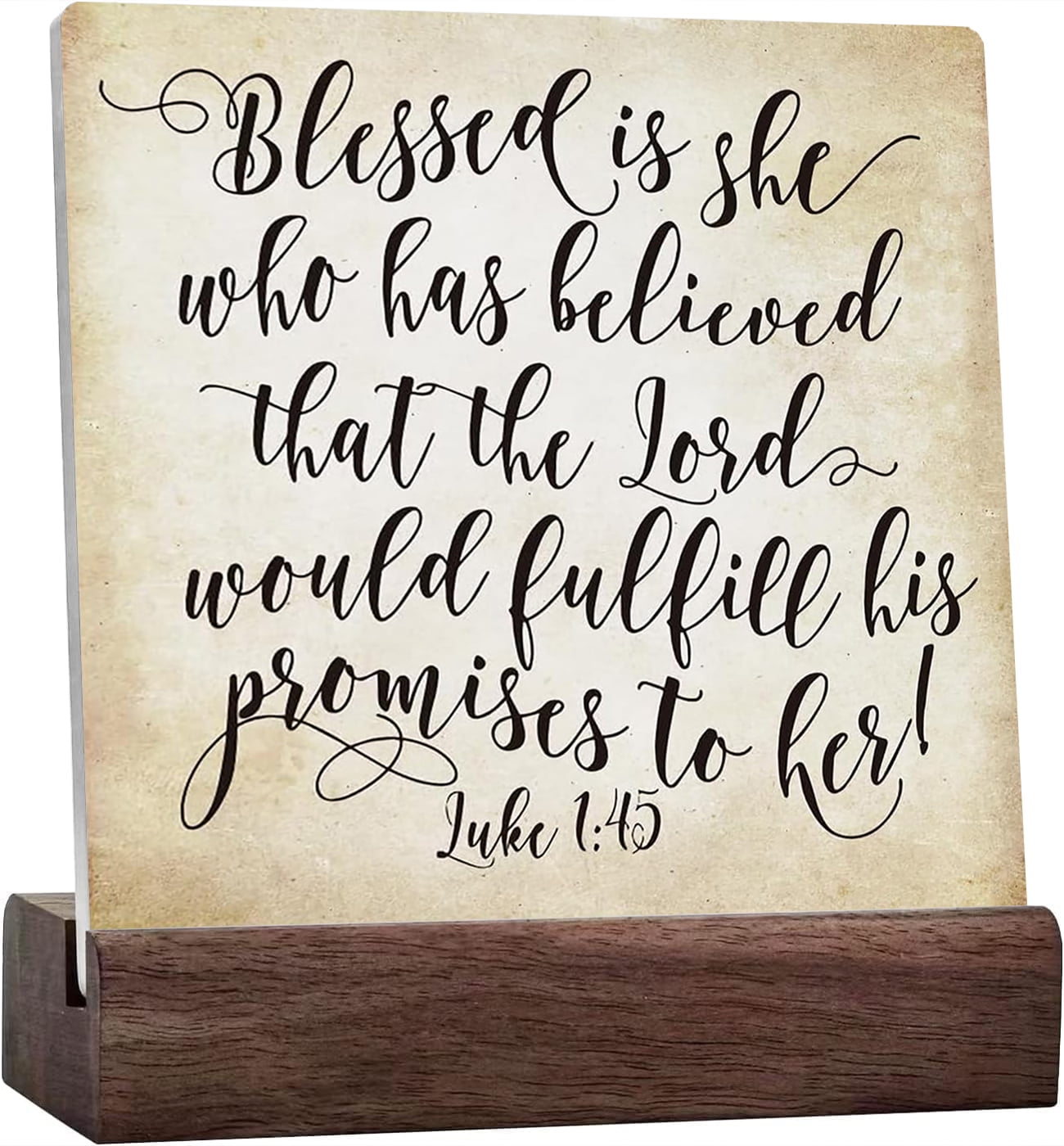 Ceramic Sign 4x4 Inch Inspirational Bible Verse Blessed Is She Who Has ...