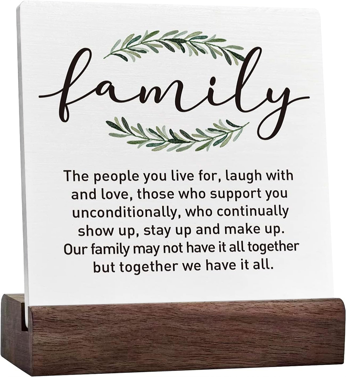 Ceramic Sign 4x4 Inch Inspirational Family Plaque Sign with Wood Stand The People You Live For ...