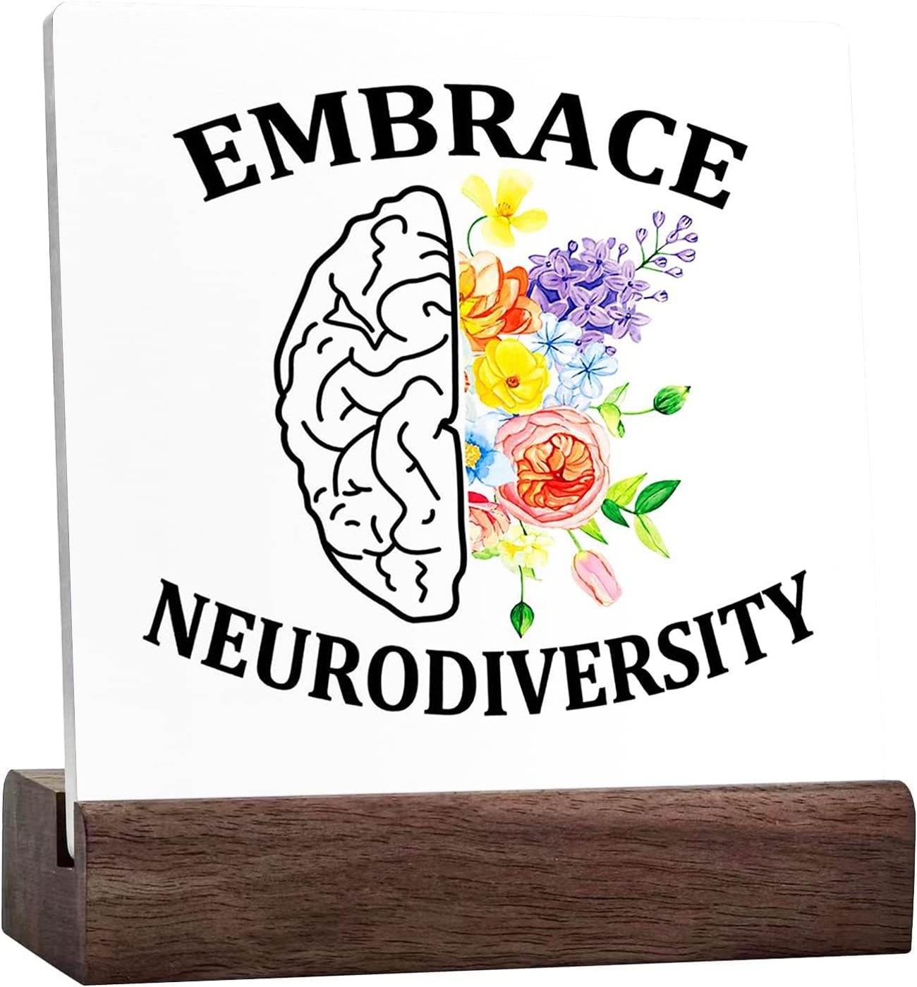 Ceramic Sign 4x4 Inch Inspirational Plaque Sign with Wood Stand Embrace ...