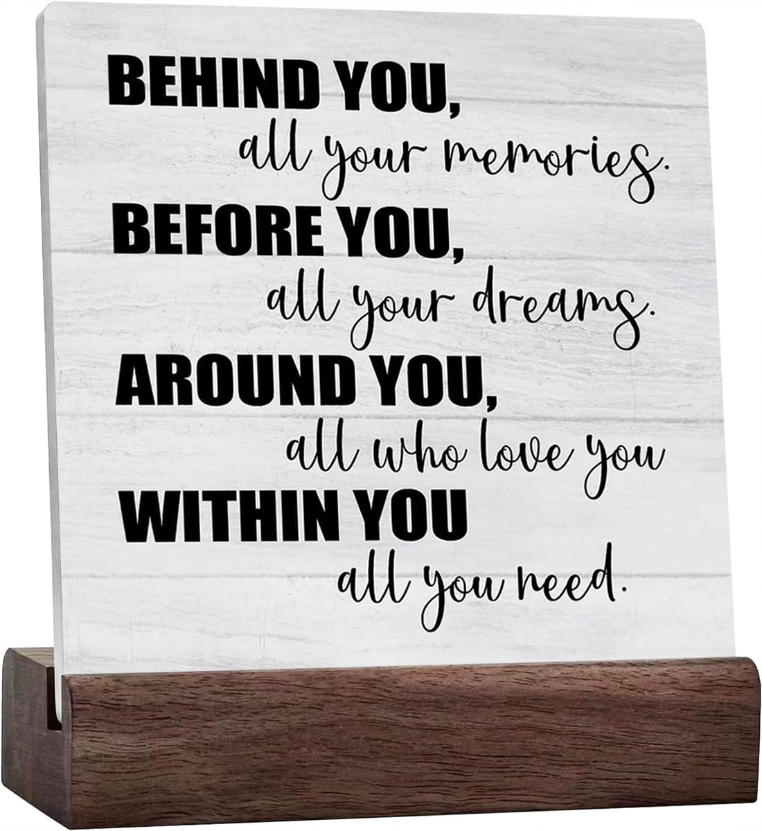 Ceramic Sign 4x4 Inch Inspirational Quote Before You All Your Dreams Plaque Sign with Wood Stand ...