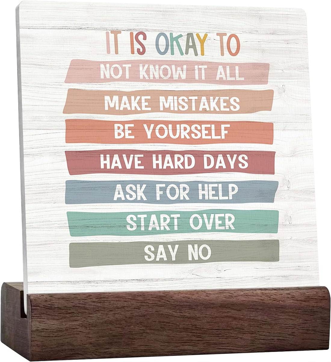 Ceramic Sign 4x4 Inch It Is Okay To Plaque Sign with Wood Stand ...
