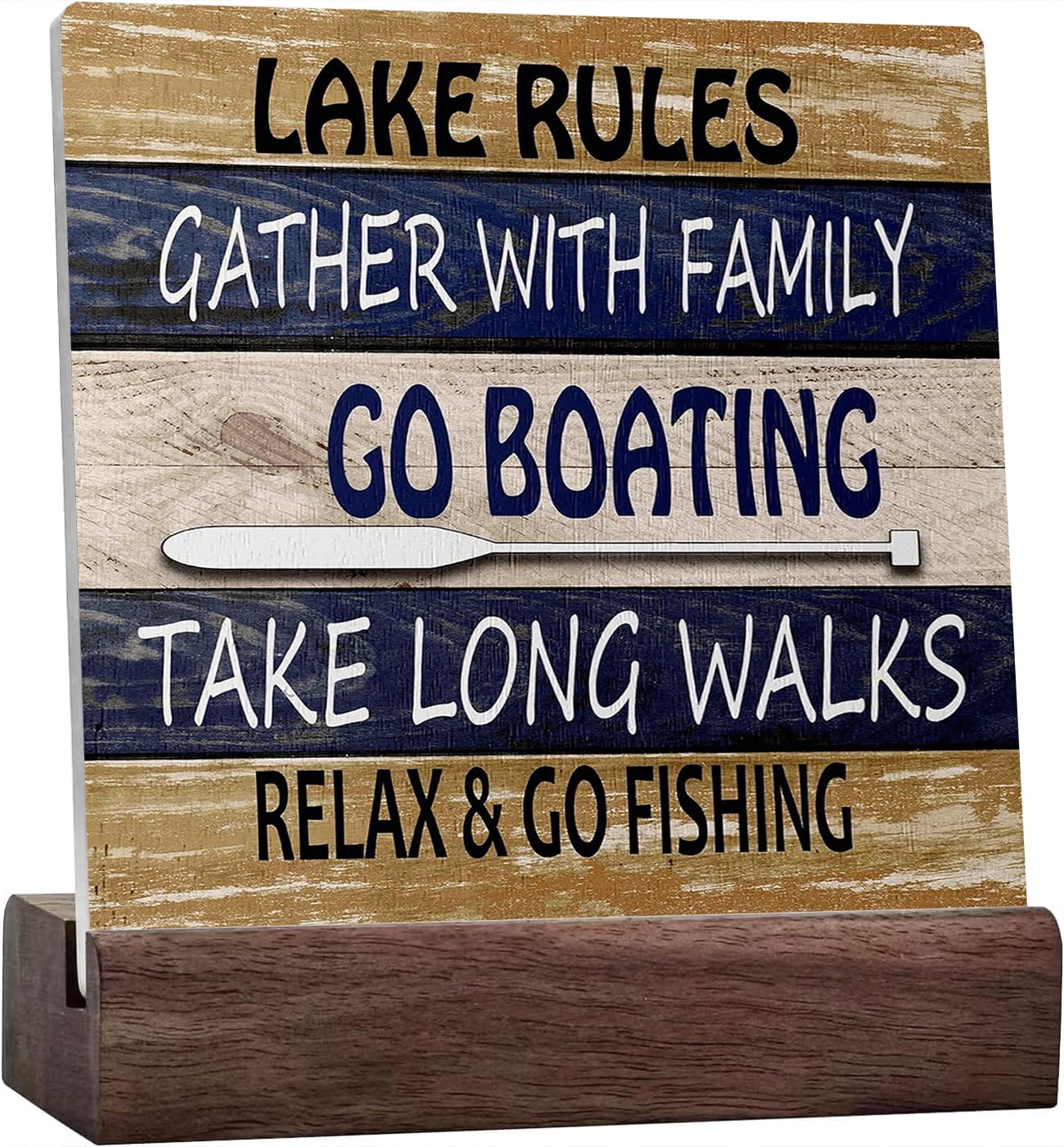 Ceramic Sign 4x4 Inch Lake Rules Retro Desk Decor Rustic Lake Ceramic ...