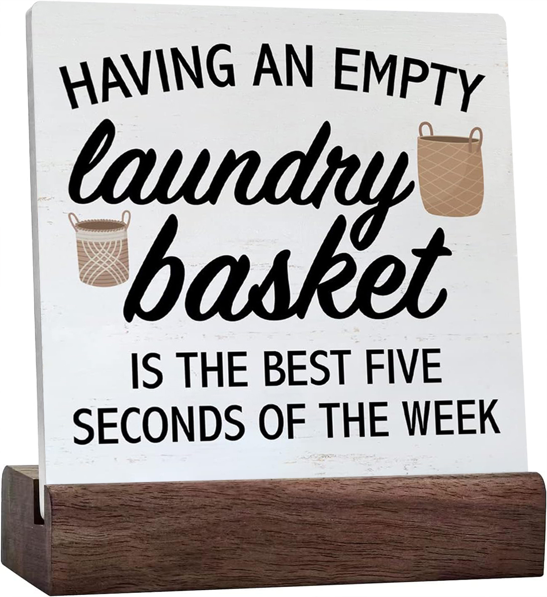 Ceramic Sign 4x4 Inch Laundry Room Plaque Sign with Wood Stand Rustic ...