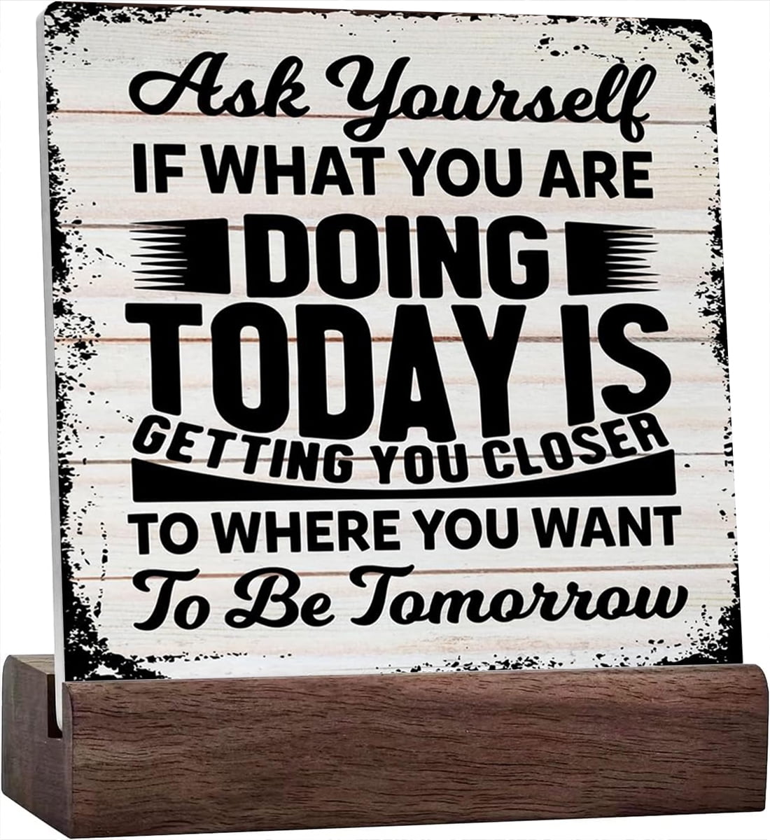 Ceramic Sign 4x4 Inch Motivational Quotes Plaque Sign with Wood Stand ...