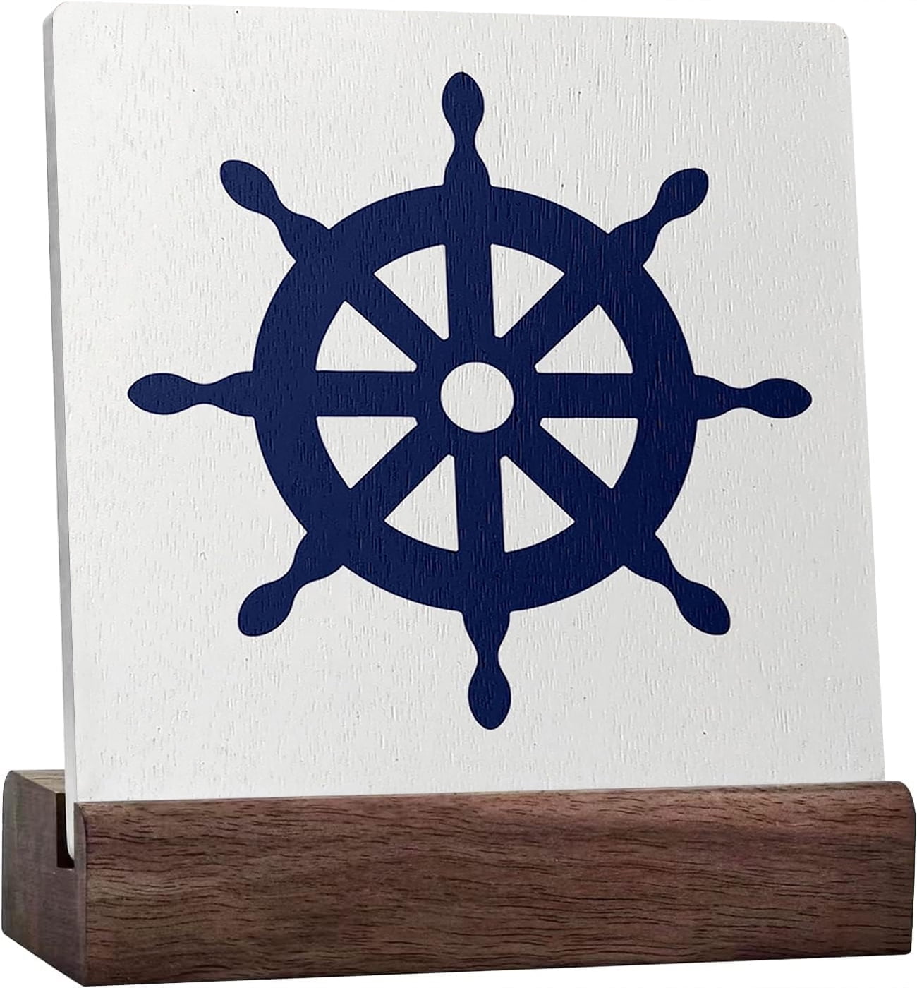 Ceramic Sign 4x4 Inch Navy Blue Ship Steering Wheel Ceramic Sign Desk ...