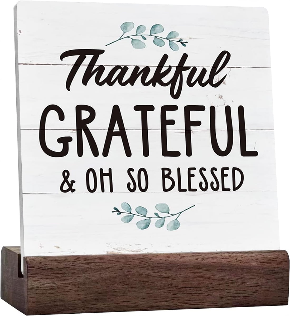 Ceramic Sign 4x4 Inch Plaque Sign with Wood Stand Desk Decor Greenery ...