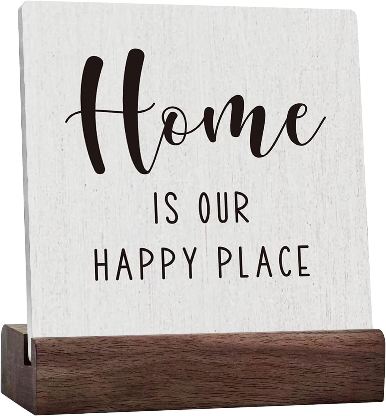 Ceramic Sign 4x4 Inch Plaque Sign with Wood Stand Home Is Our Happy ...