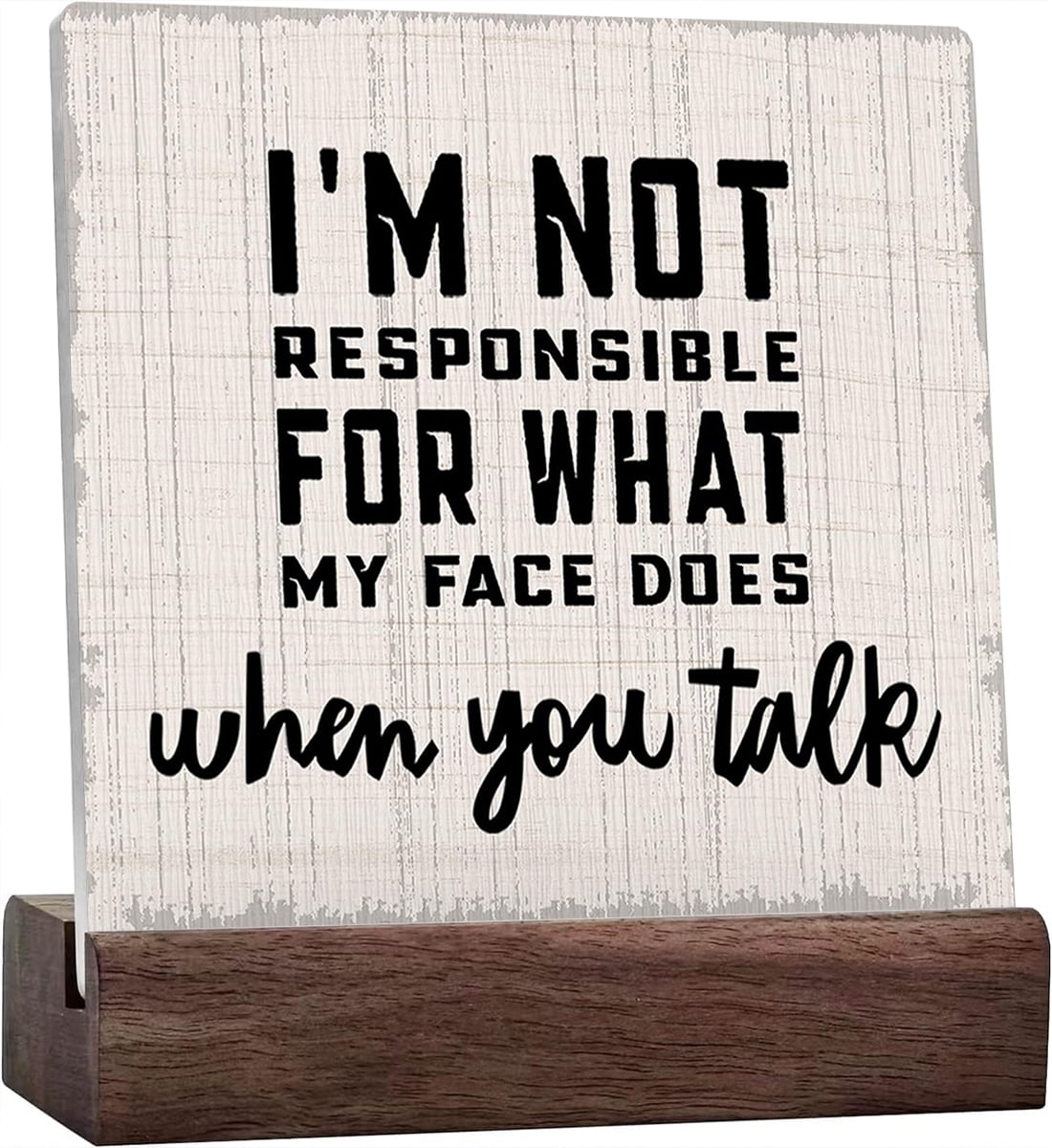 Ceramic Sign 4x4 Inch Plaque Sign with Wood Stand Office Desk Decor ...