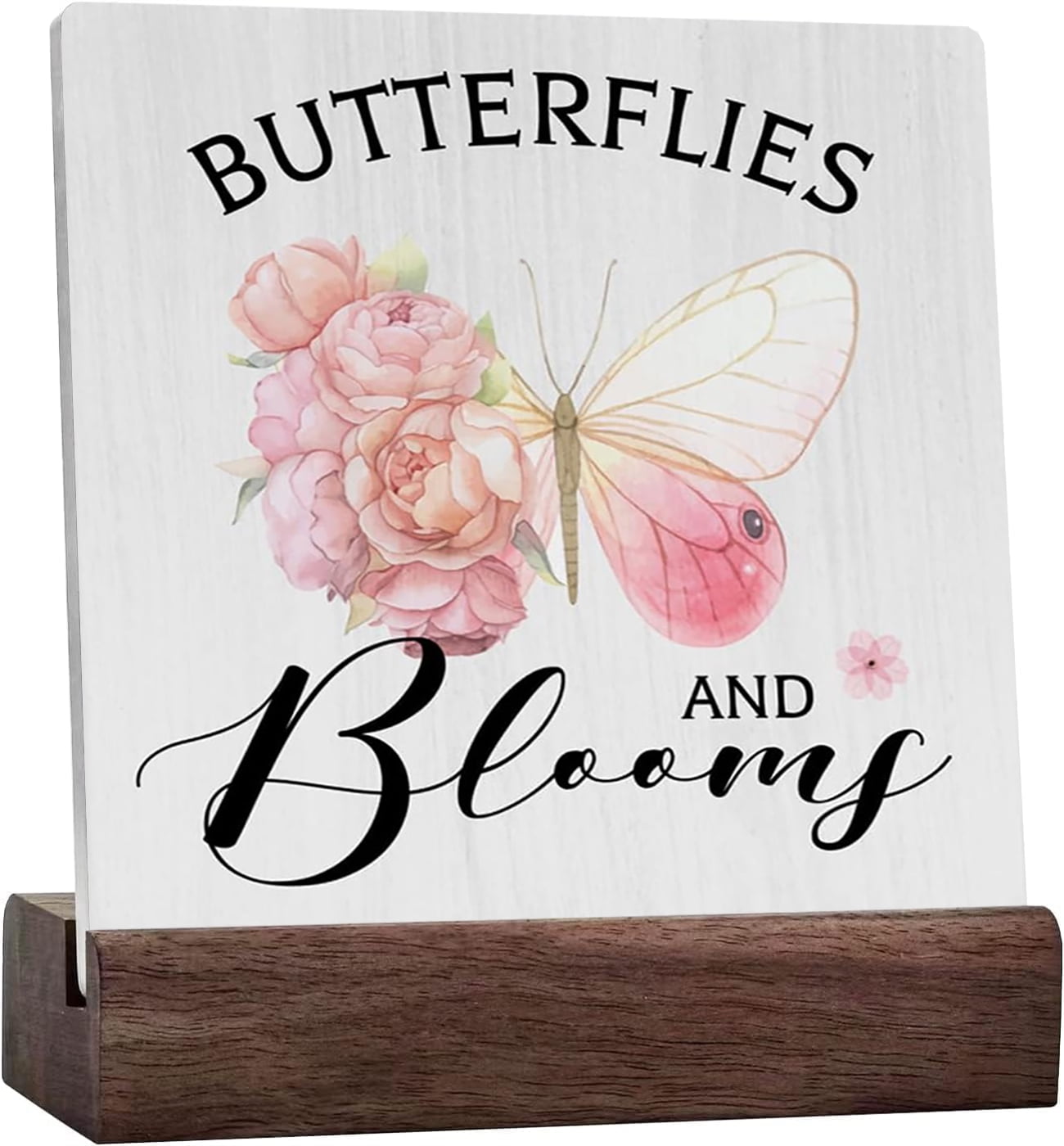 Ceramic Sign 4x4 Inch Plaque Sign with Wood Stand Rustic Spring ...