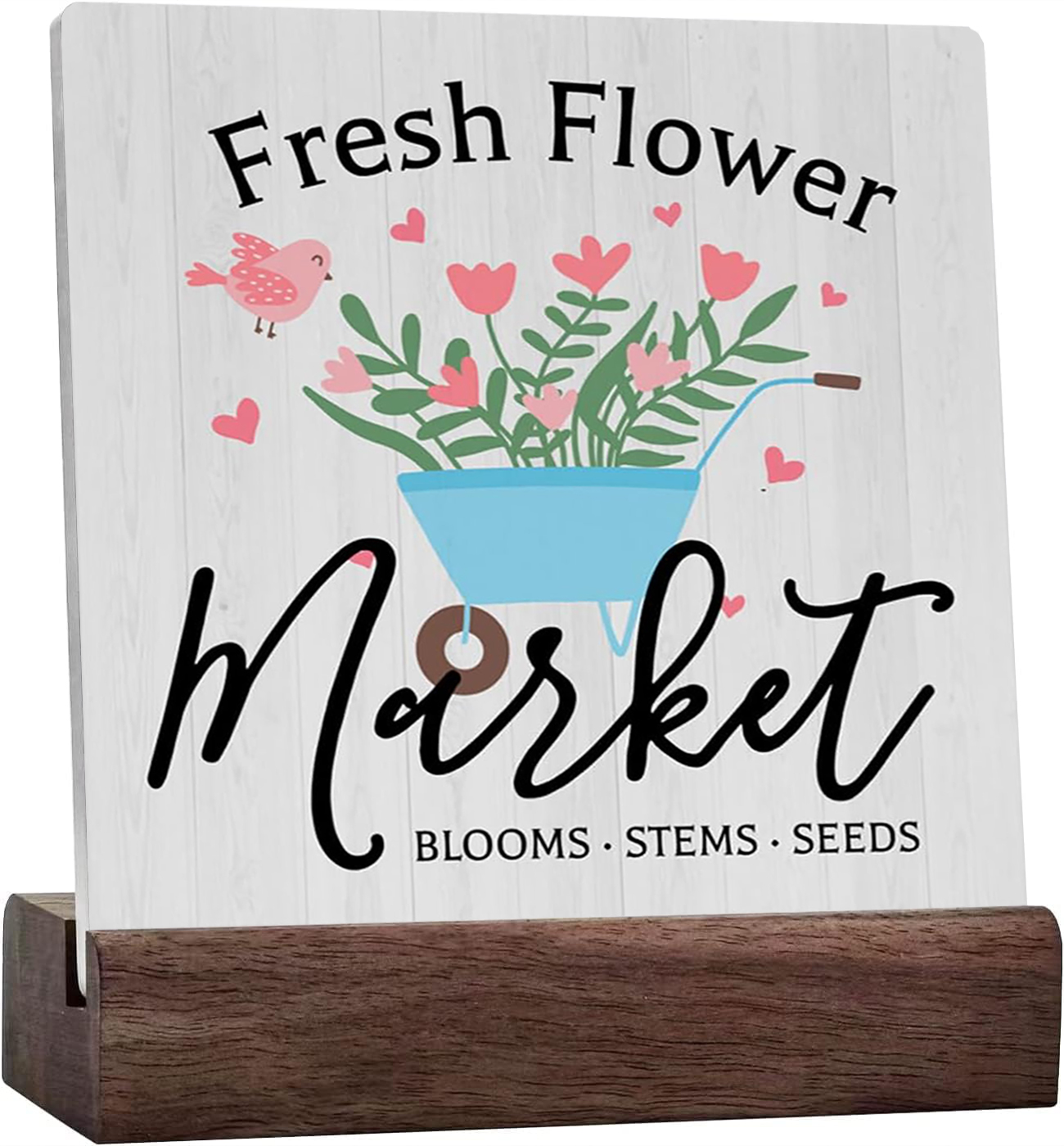 Ceramic Sign 4x4 Inch Plaque Sign with Wood Stand Rustic Spring ...