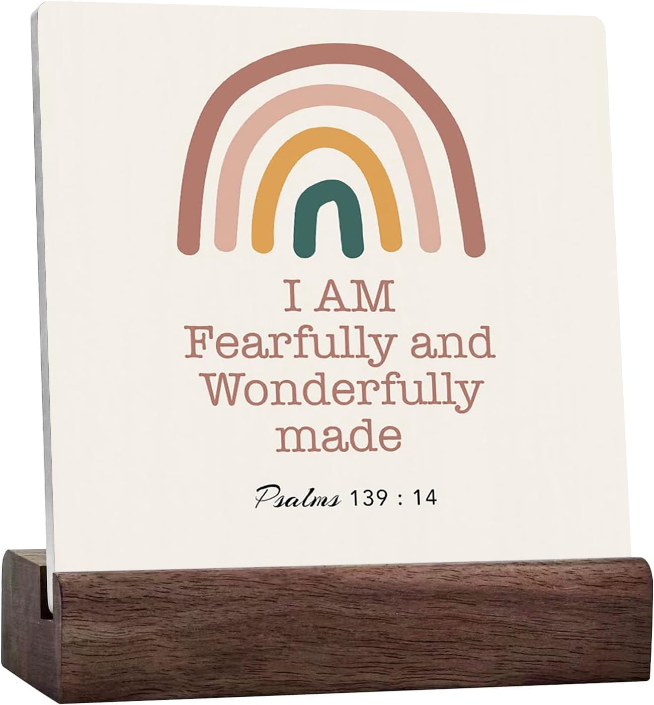 Ceramic Sign 4x4 Inch Rainbow Bible Verse Ceramic Signs I Am Fearfully ...