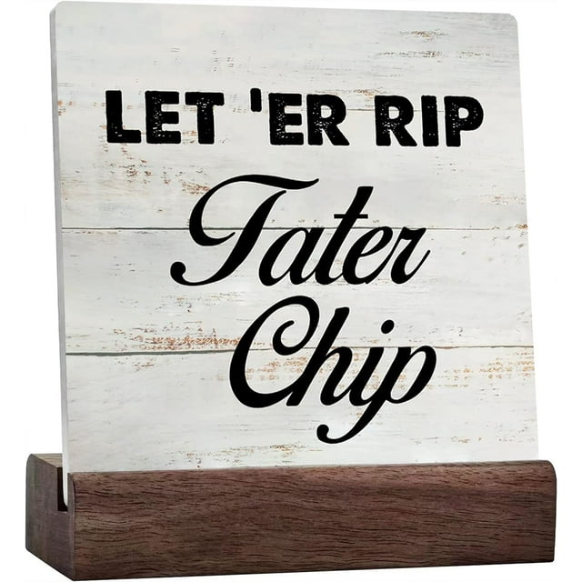 Ceramic Sign 4x4 Inch Rustic Let 'Er Rip Ceramic Plaque Desk Sign Humor ...