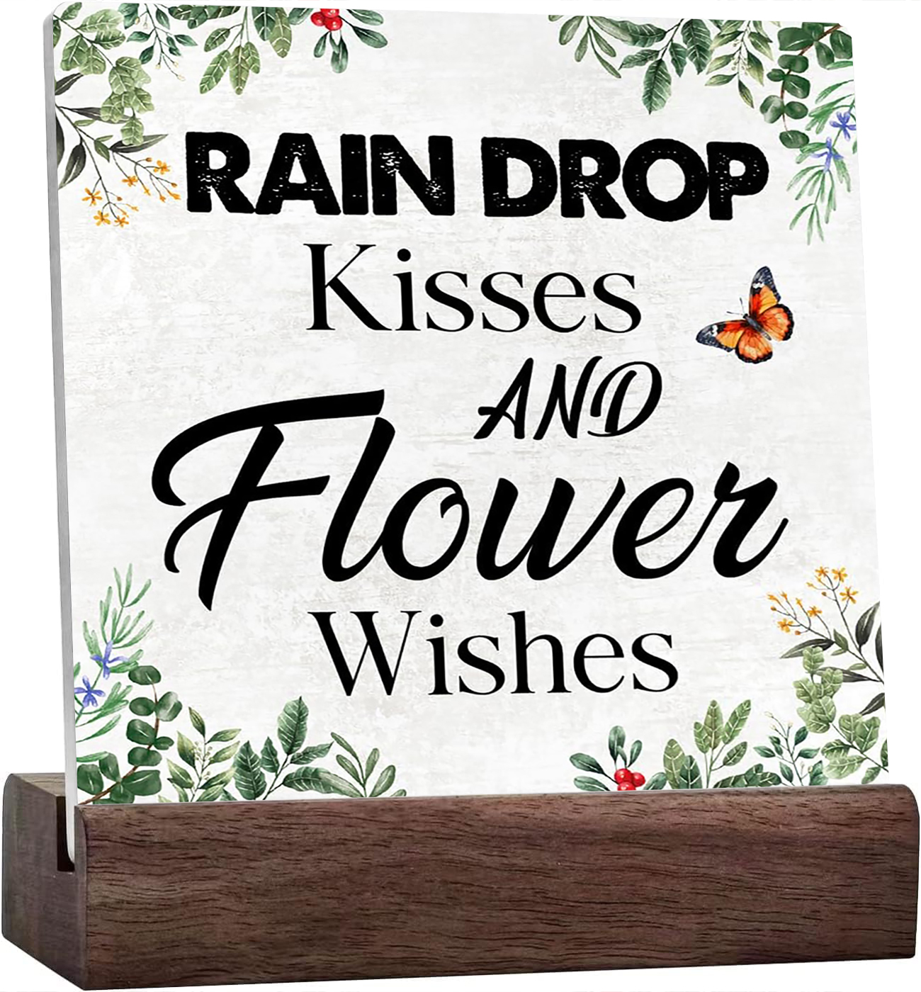 Ceramic Sign 4x4 Inch Rustic Spring Ceramic Desk Sign Plaque Rain Drop ...