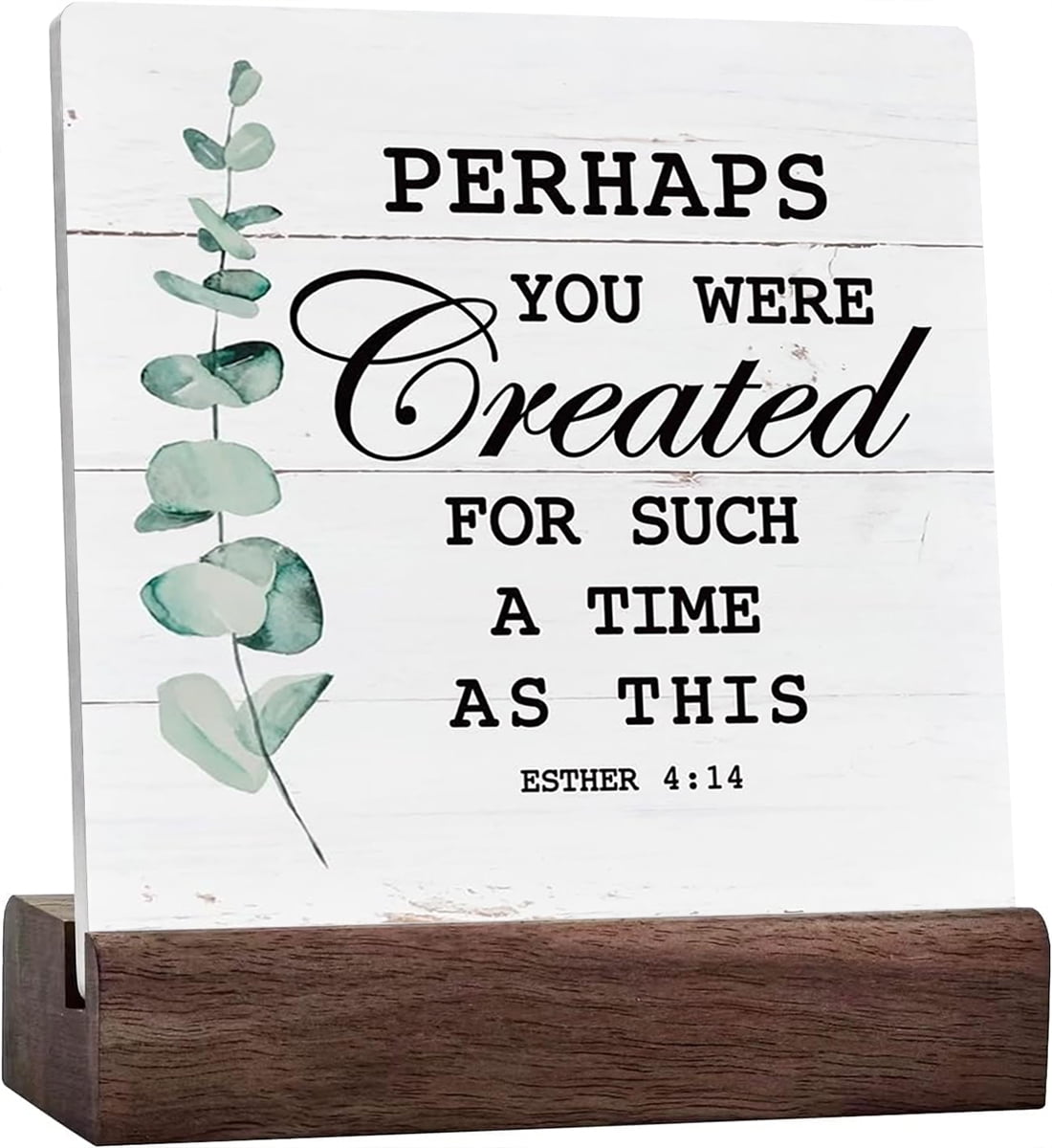 Ceramic Sign 4x4 Inch Scripture Decor Plaque Sign with Wood Stand Desk ...