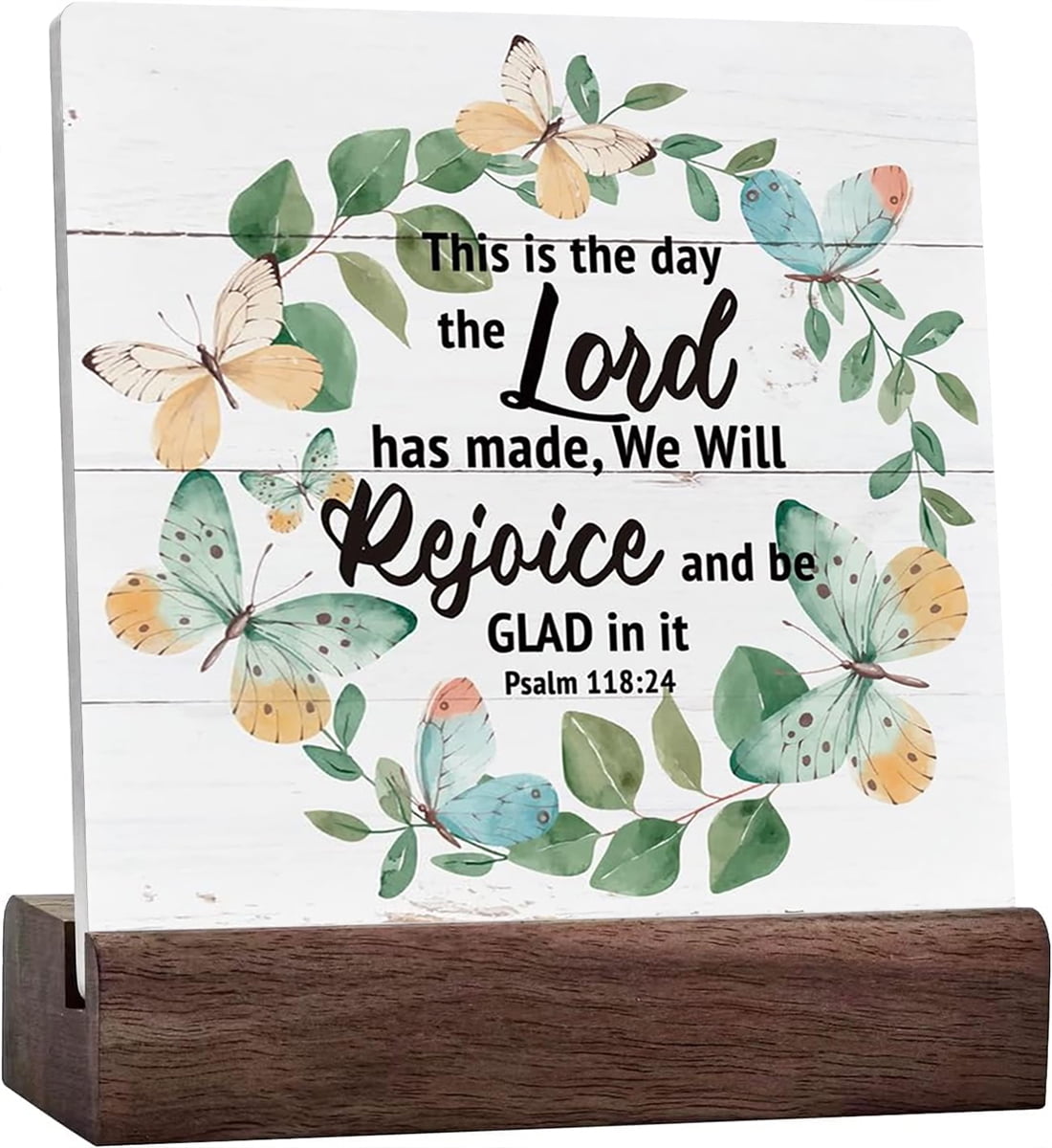 Ceramic Sign 4x4 Inch Sign Scripture Decor Plaque Sign with Wood Stand ...