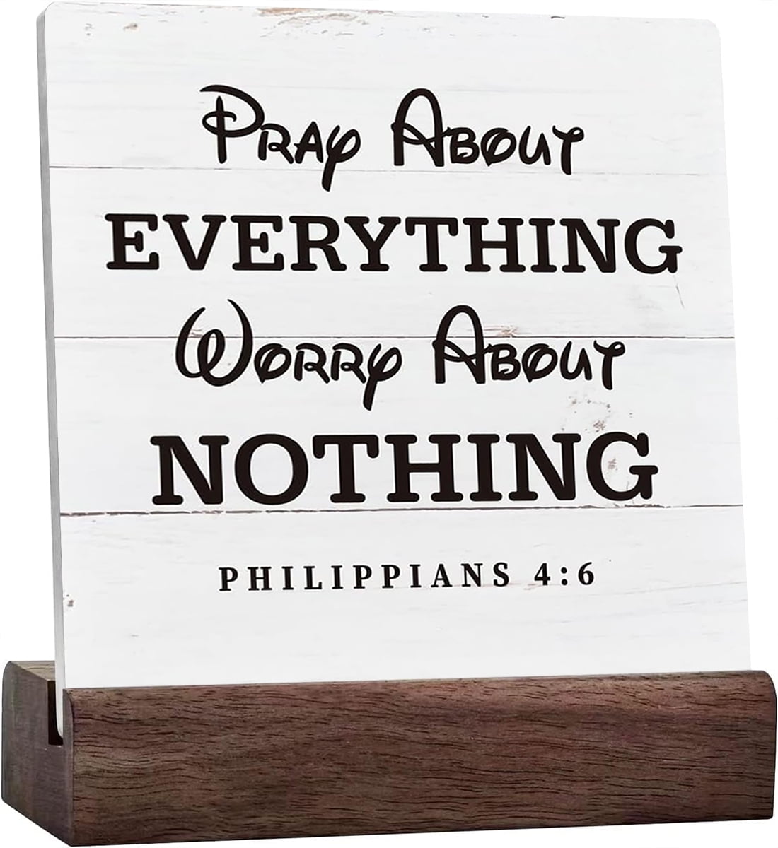 Ceramic Sign 4x4 Inch Scripture Decor Plaque Sign with Wood Stand Desk ...