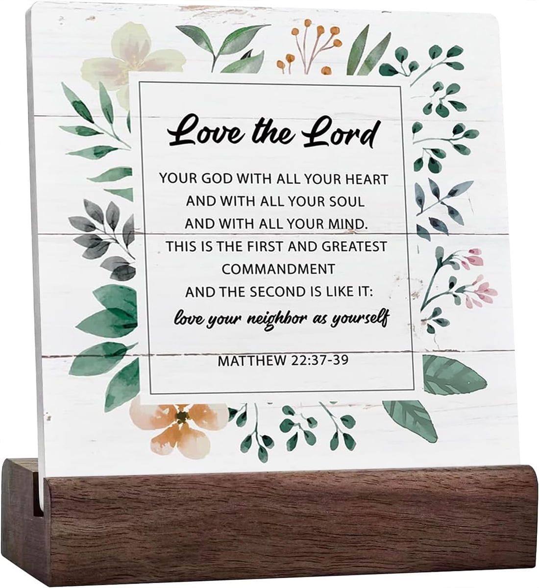 Ceramic Sign 4x4 Inch Scripture Decor Plaque Sign with Wood Stand Desk ...
