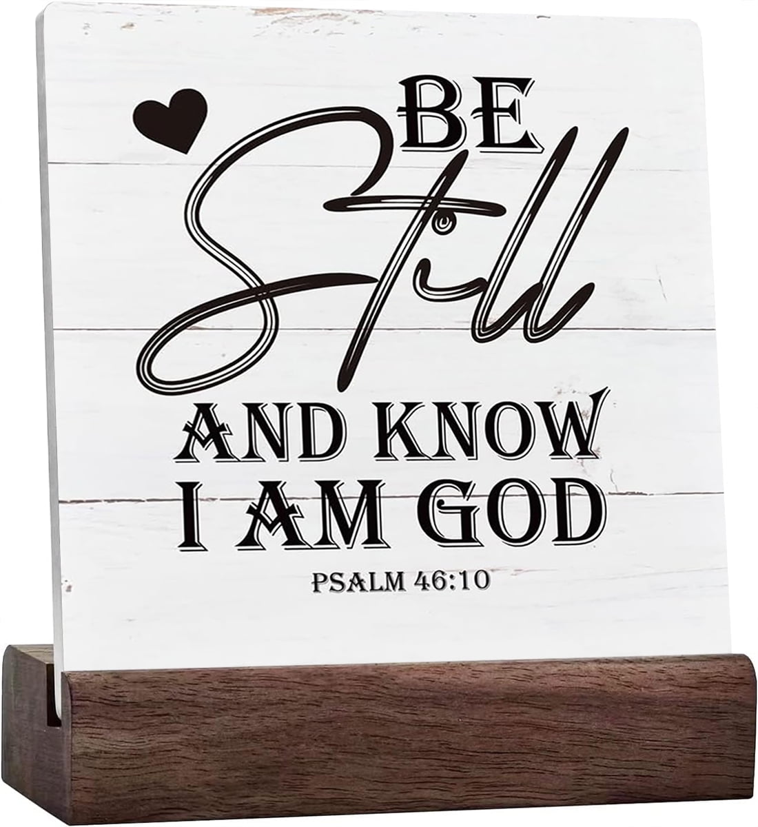 Ceramic Sign 4x4 Inch Scripture Decor Plaque Sign with Wood Stand Desk ...