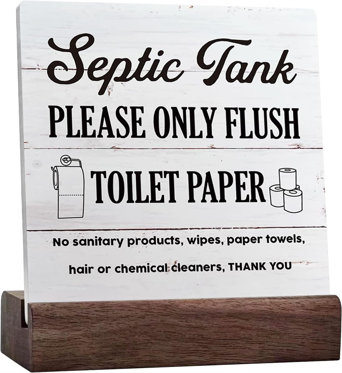 Ceramic Sign 4x4 Inch Septic Tank Plaque Sign with Wood Stand Tabletop ...