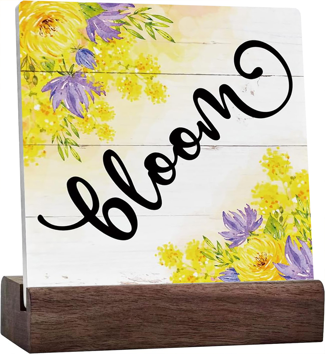 Ceramic Sign 4x4 Inch Simply Said Bloom Sign Wood Flower Signs Ceramic ...