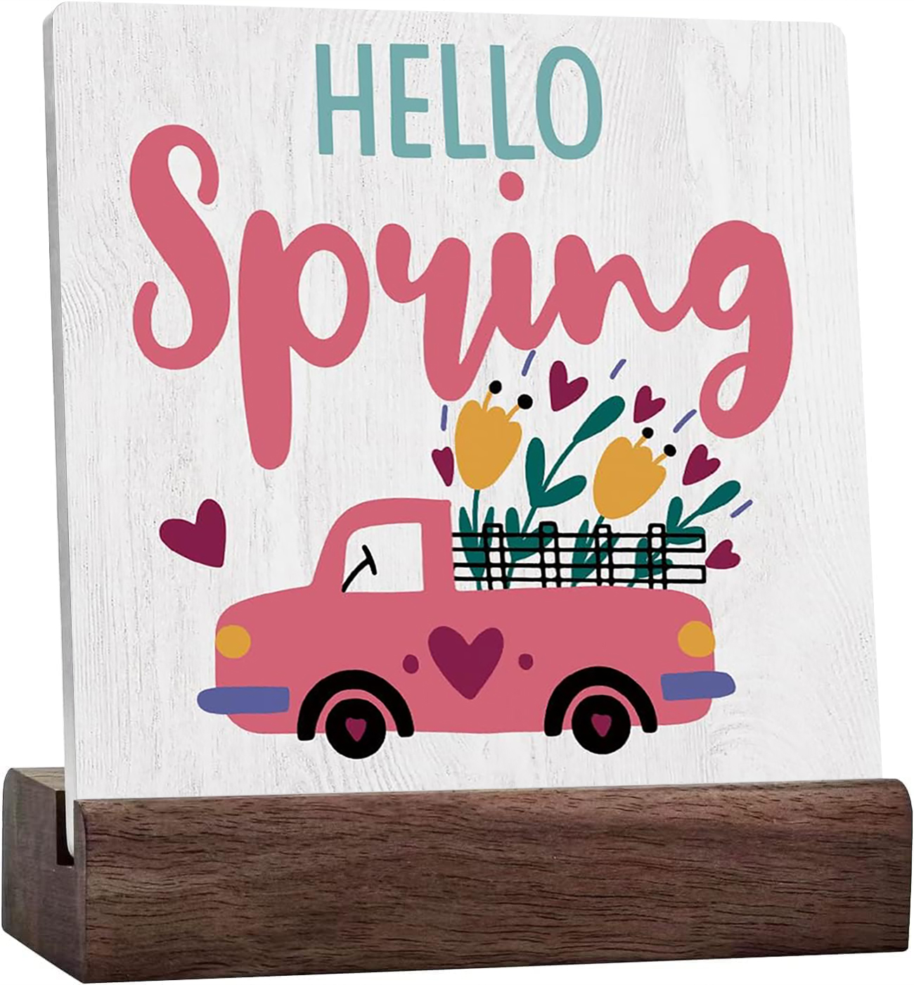 Ceramic Sign 4x4 Inch Spring Ceramic Plaque Sign Spring Decor Flowers ...