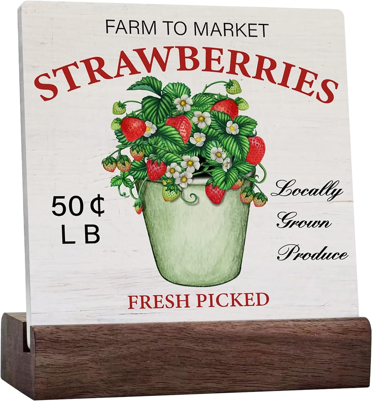 Ceramic Sign 4x4 Inch Strawberry Ceramic Signs Rustic Farm To Market ...