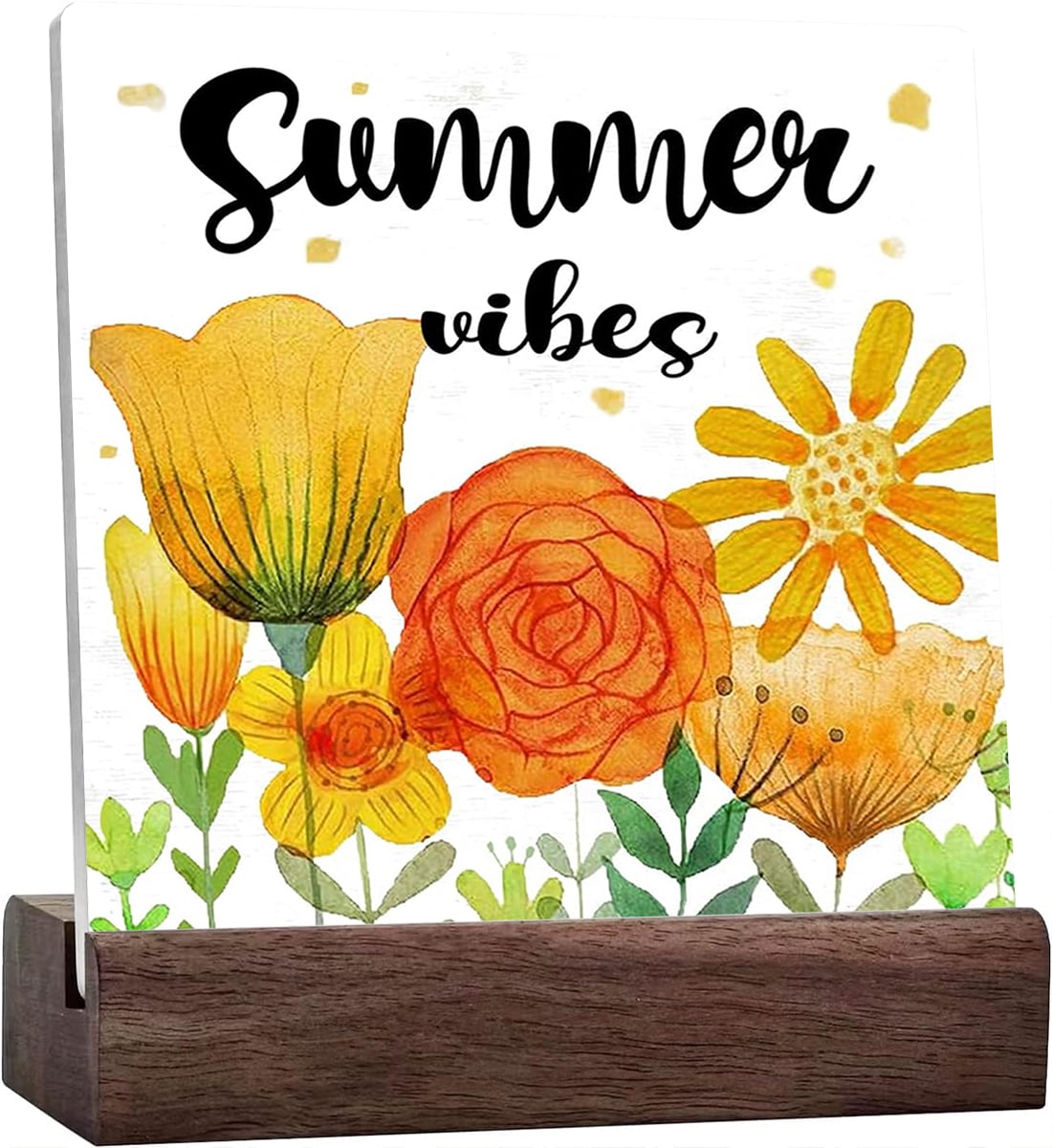 Ceramic Sign 4x4 Inch Summer Sign Decor Home Decor Summer Yellow Vibes ...