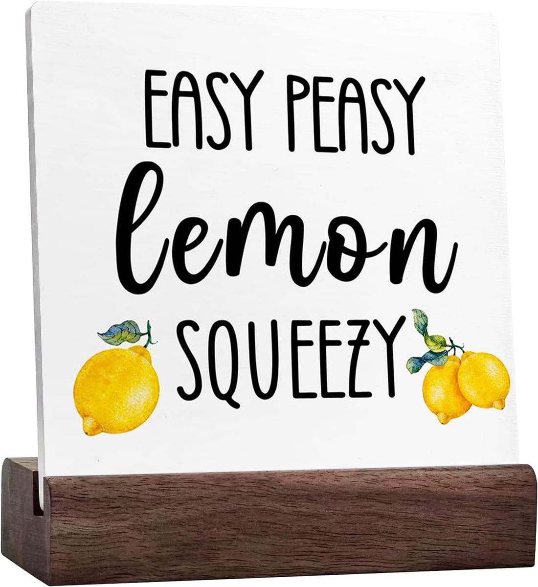 Ceramic Sign 4x4 Inch Summer Desk Decor Easy Peasy Lemon Squeezy Wooden ...