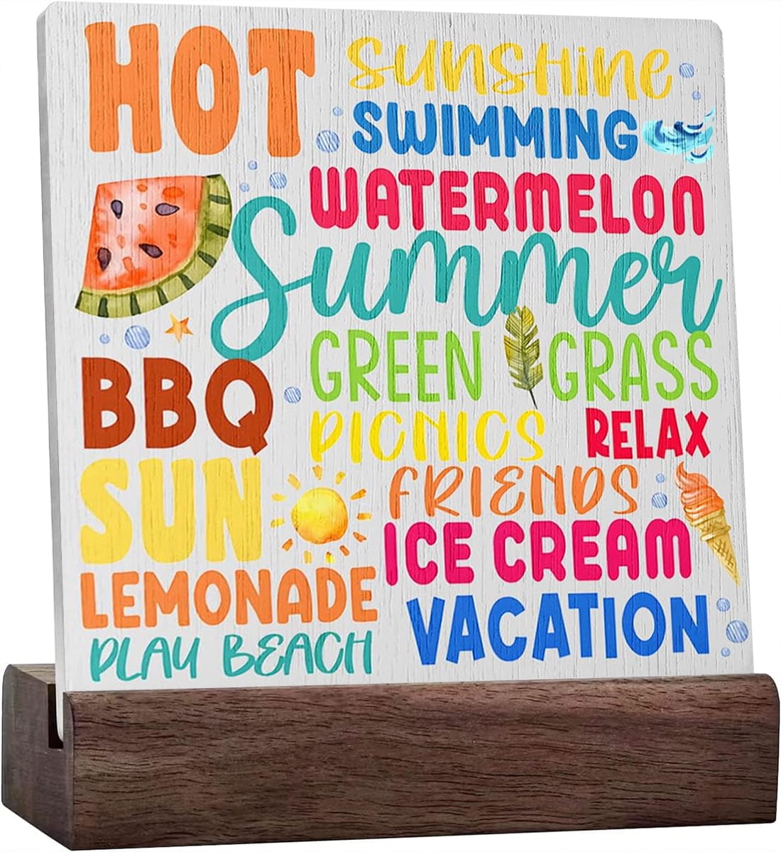 Ceramic Sign 4x4 Inch Summer Hot Sunshine Swimming Watermelon Plaque ...
