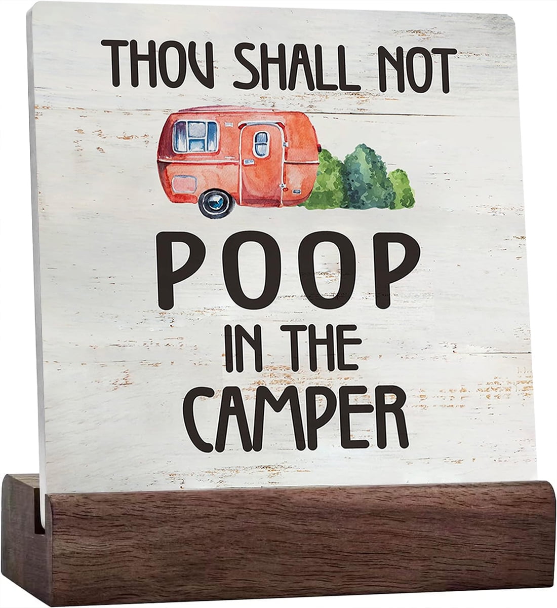 Ceramic Sign 4x4 Inch Thou Shall Not Poop In The Camper Camping Quote ...