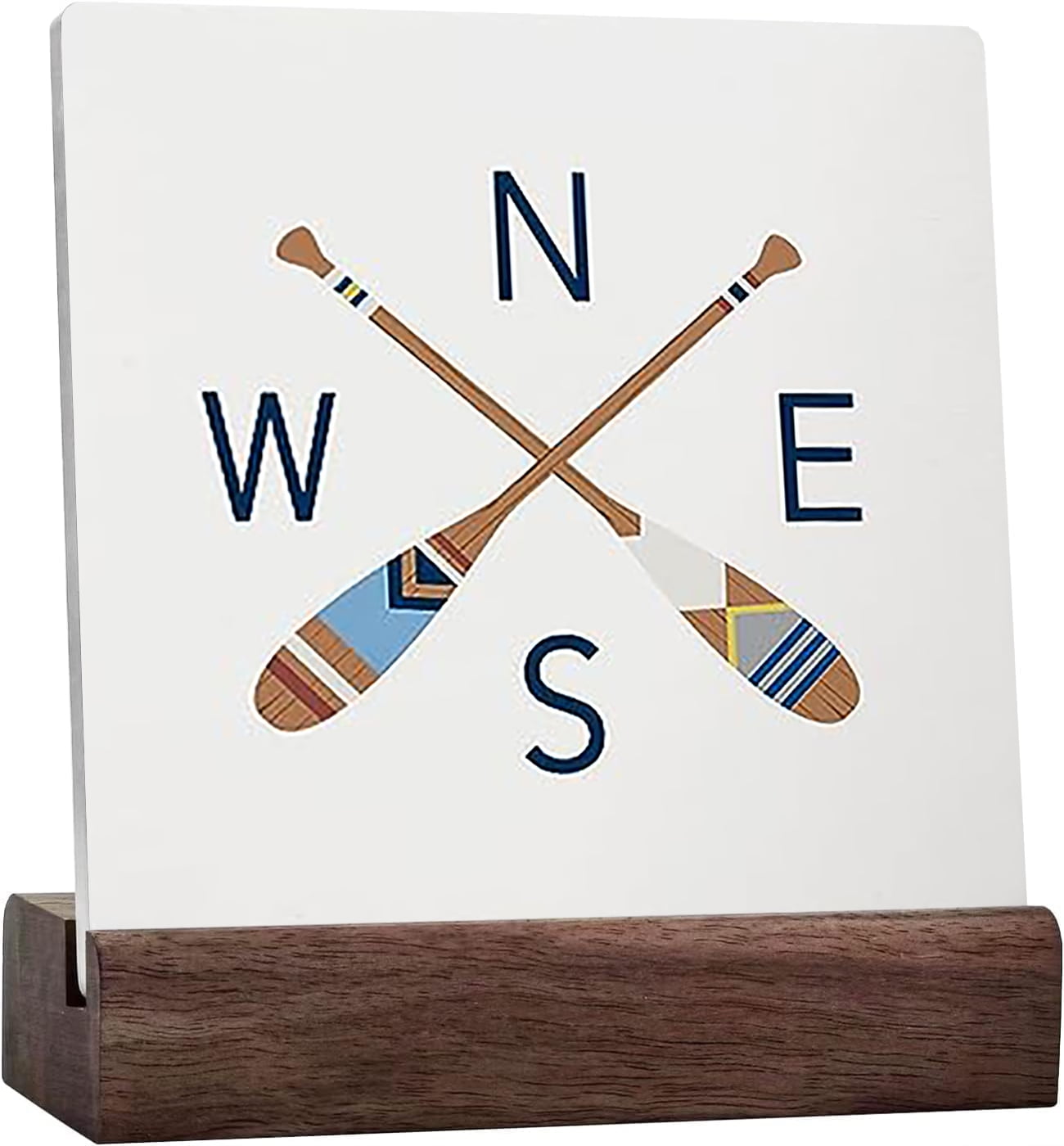 Ceramic Sign 4x4 Inch Vintage Lake Canoe Paddles Oar Compass Ceramic ...