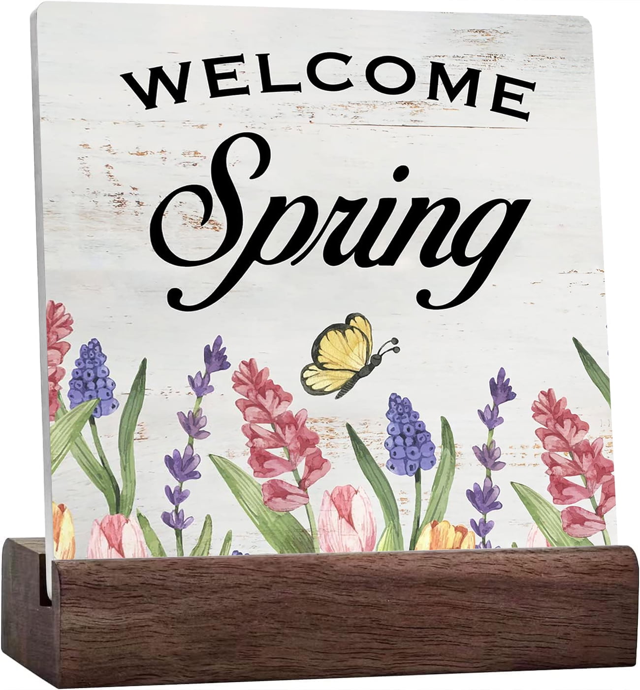 Ceramic Sign 4x4 Inch Welcome Spring Ceramic Signs Home Decor Rustic ...