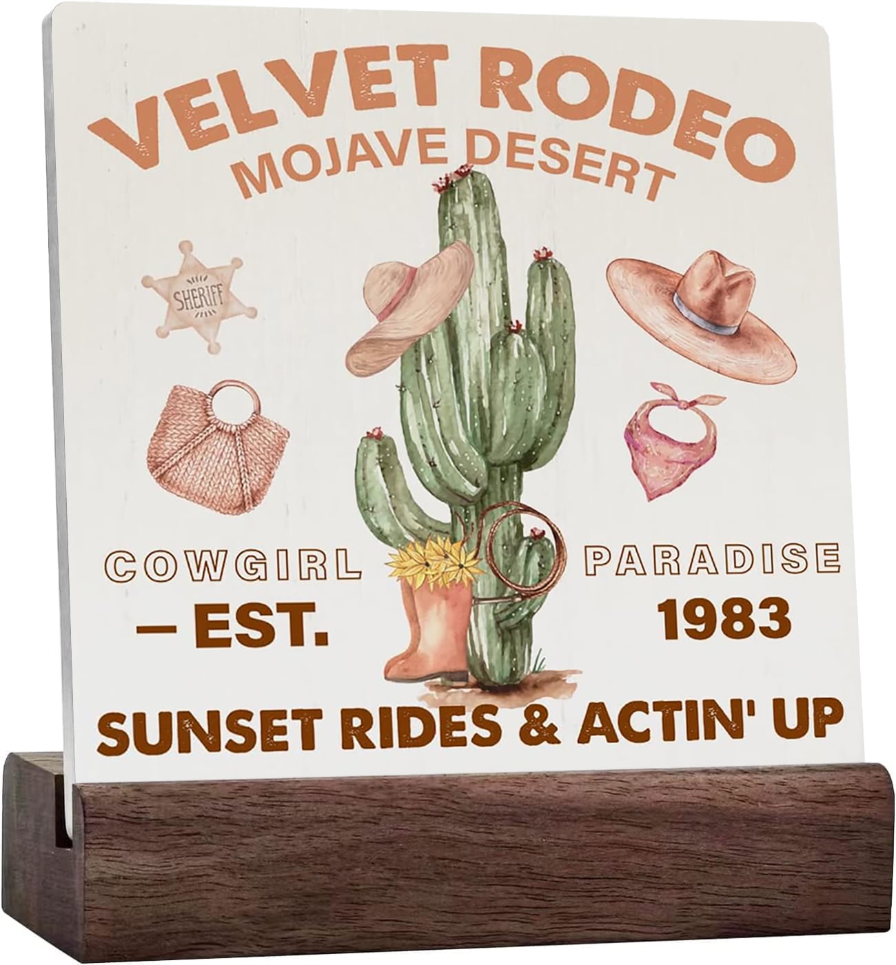 Ceramic Sign 4x4 Inch Western Cactus Ceramic Signs Rustic Velvet Rodeo ...