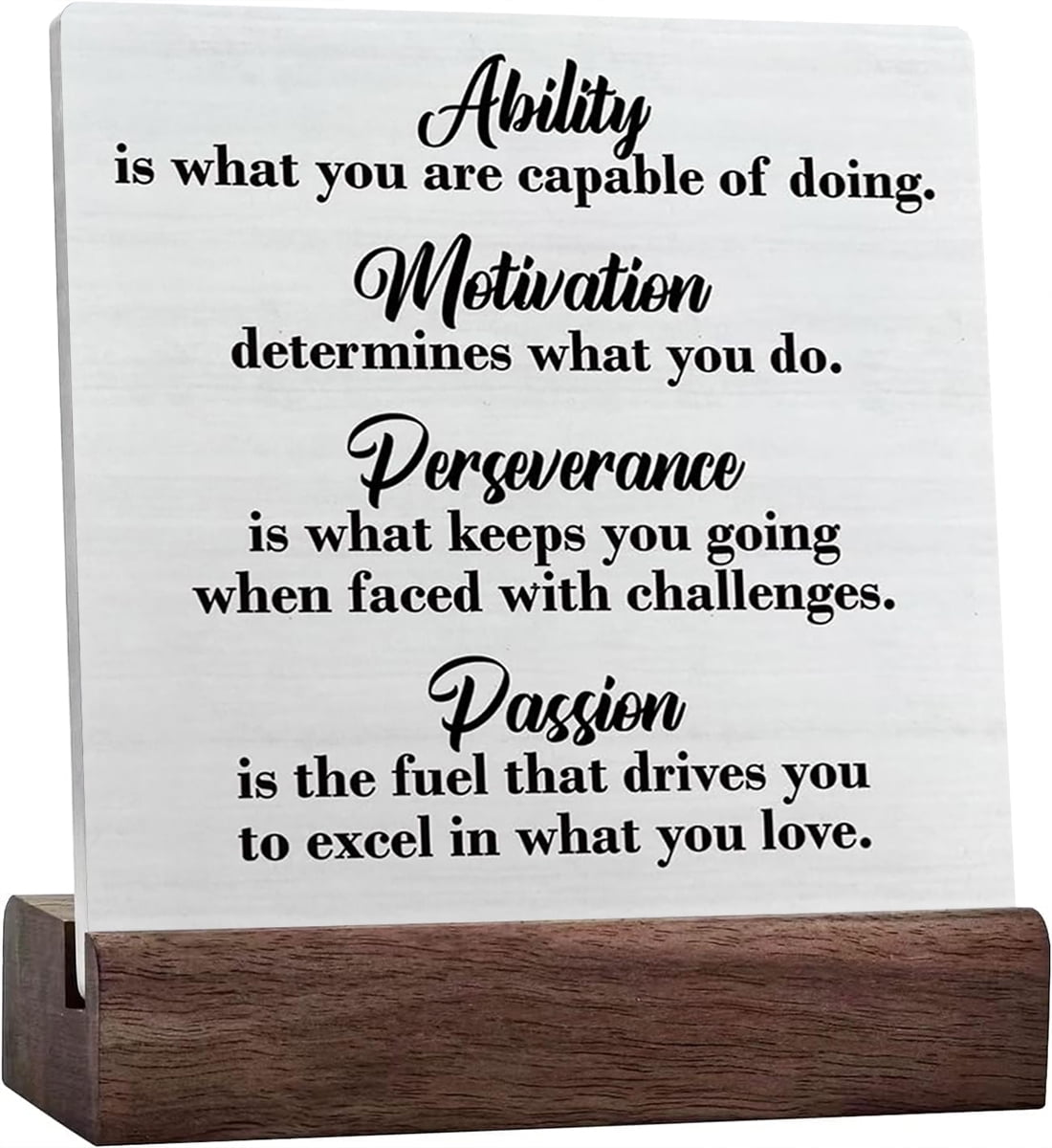 Ceramic Sign 4x4 Inch Wood Plaque Sign Ability Motivation Perseverance ...