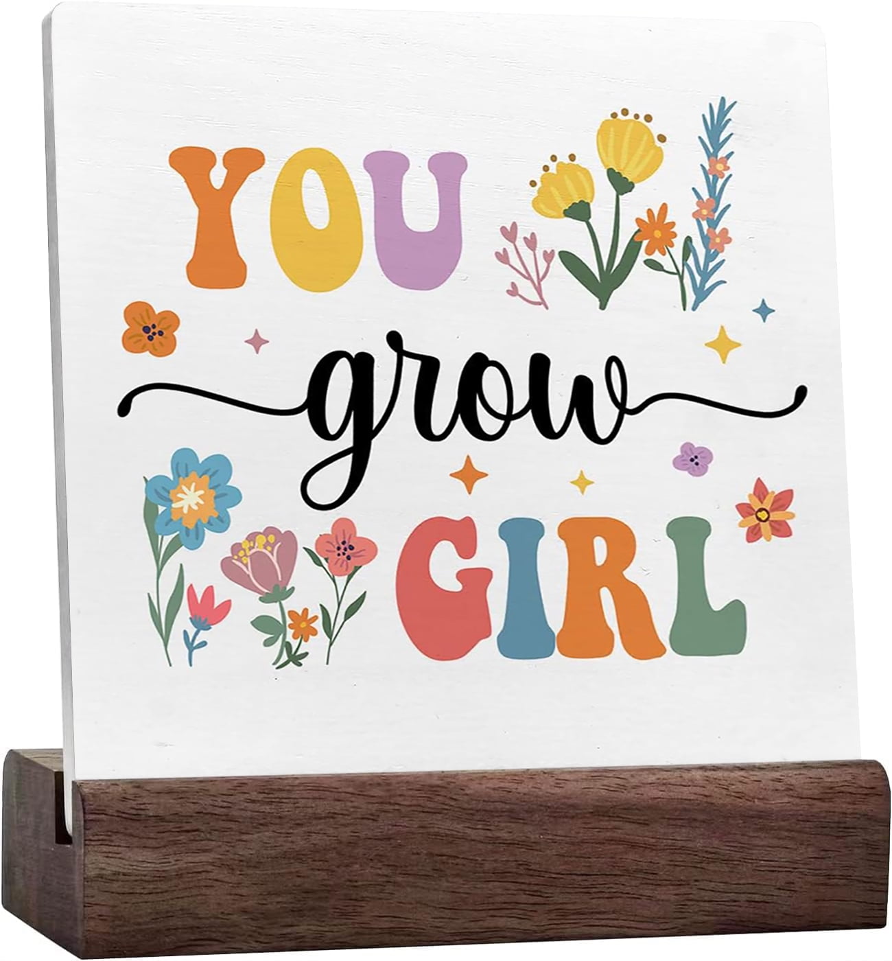 Ceramic Sign 4x4 Inch You Grow Girl Motivational Ceramic Plaque Table ...