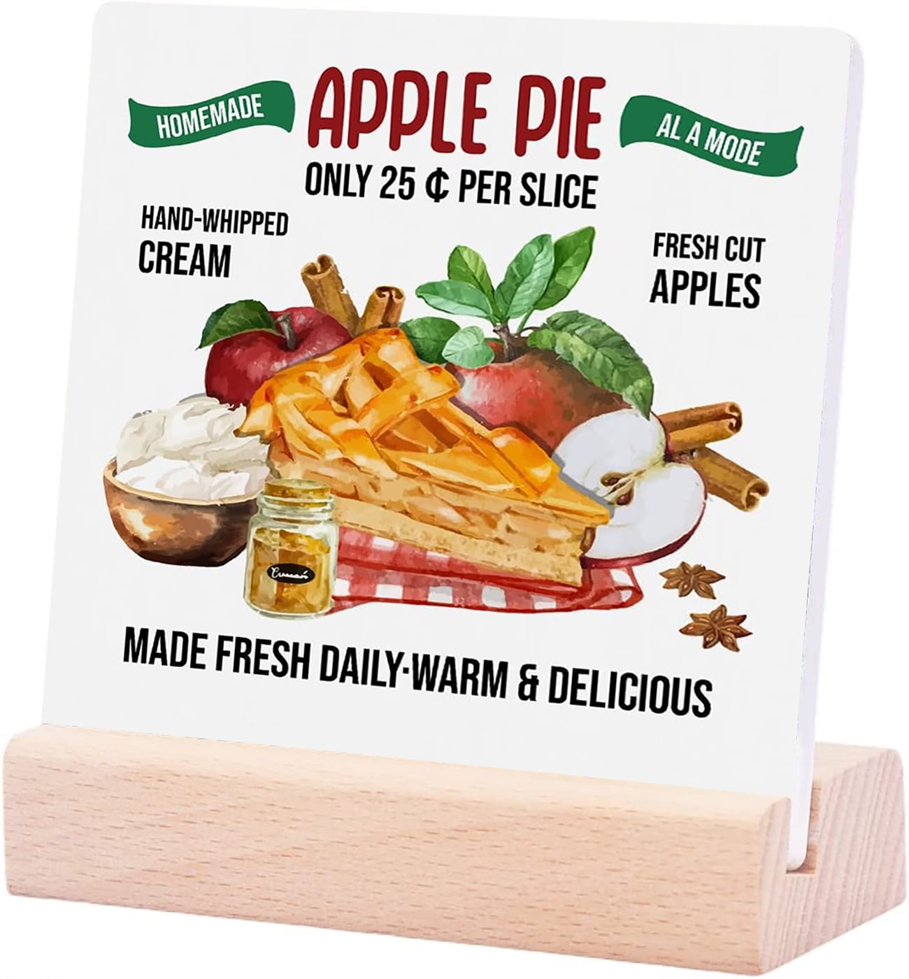 Ceramic Sign 4x4Inch Apple Pie Ceramic Desk Sign Kitchen Decor Summer ...