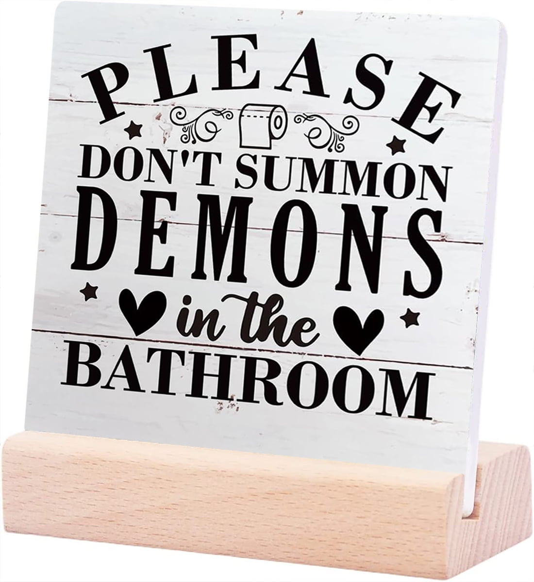 Ceramic Sign 4x4Inch Bathroom Decor Sign Please Don'T Summon Demons In ...