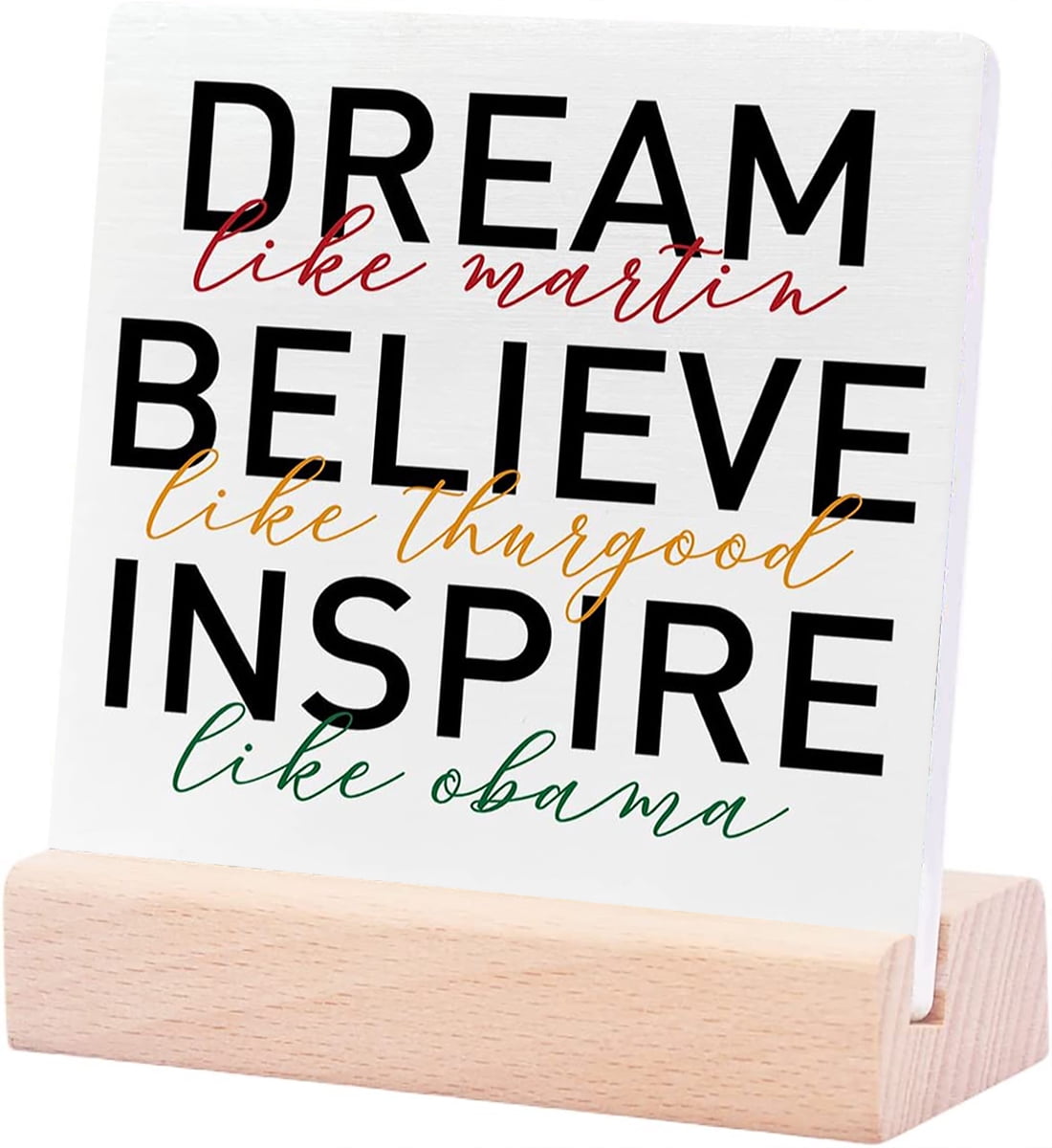Ceramic Sign 4x4Inch Black Women Girl Desk Plaque Sign with Wood Stand ...