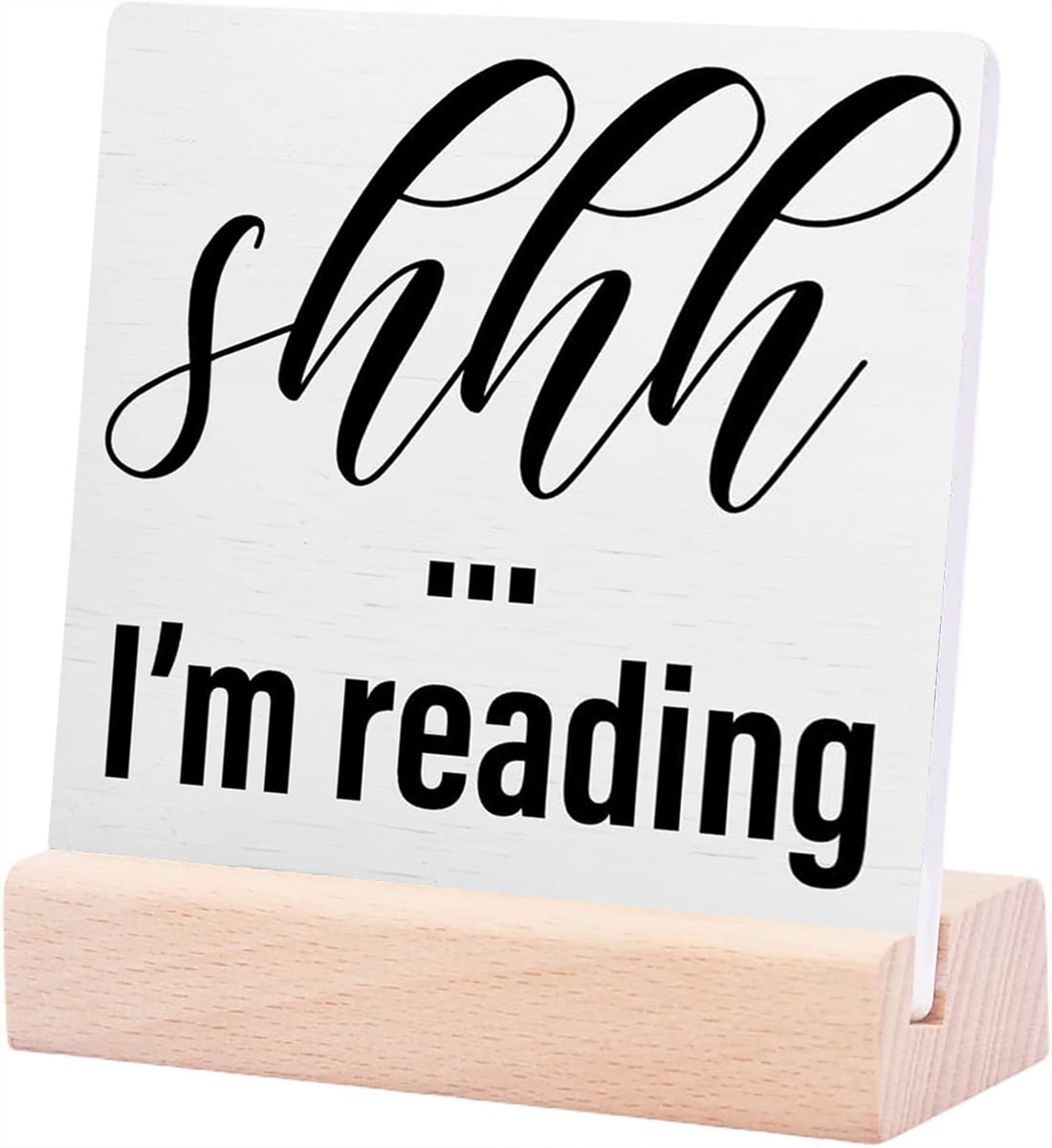 Ceramic Sign 4x4Inch Book Lover Decor Plaque Sign with Wood Stand ...