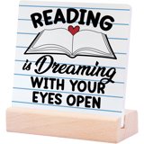 Ceramic Sign 4x4Inch Book Lover Decor Reading Is Dreaming With Your ...