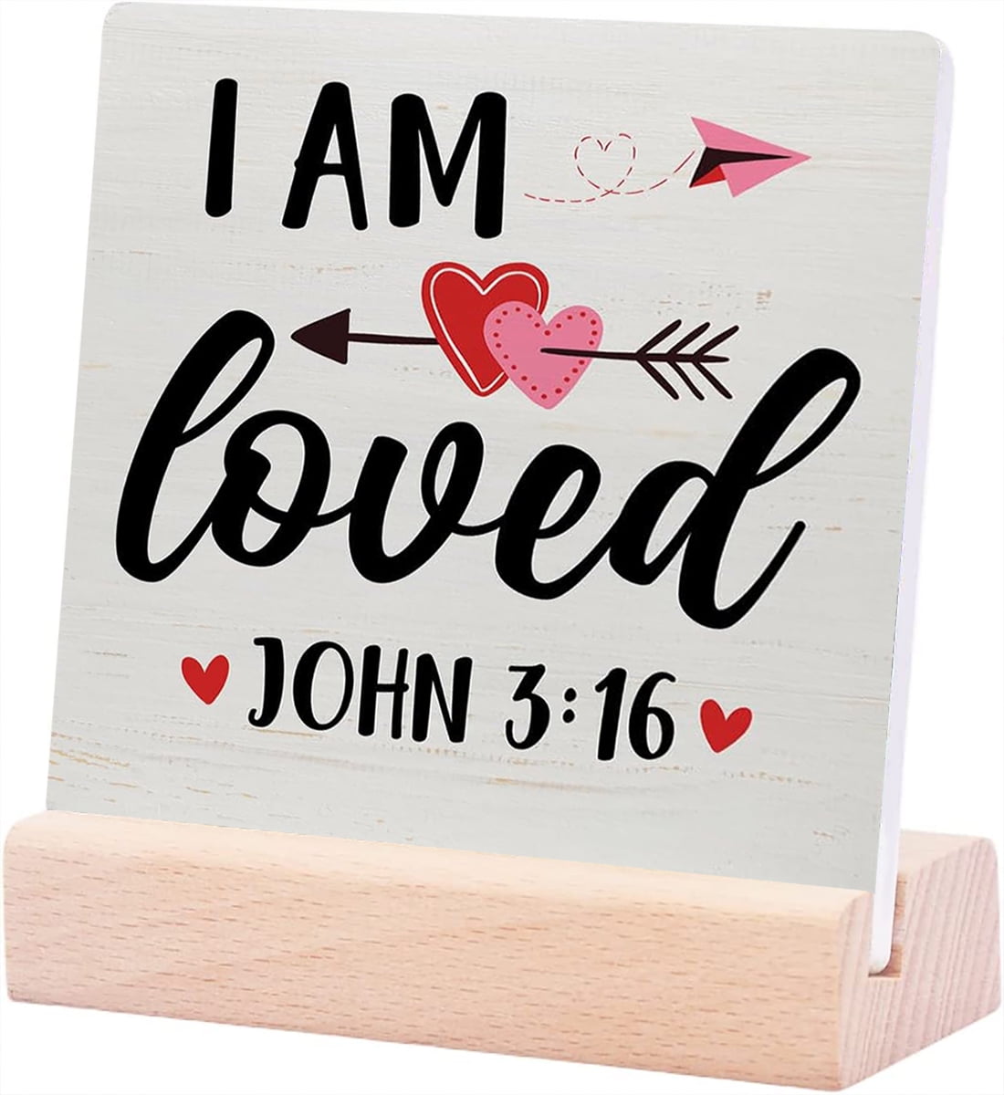 Ceramic Sign 4x4Inch Christian Desk Decor Rustic I Am Loved Scriptures ...
