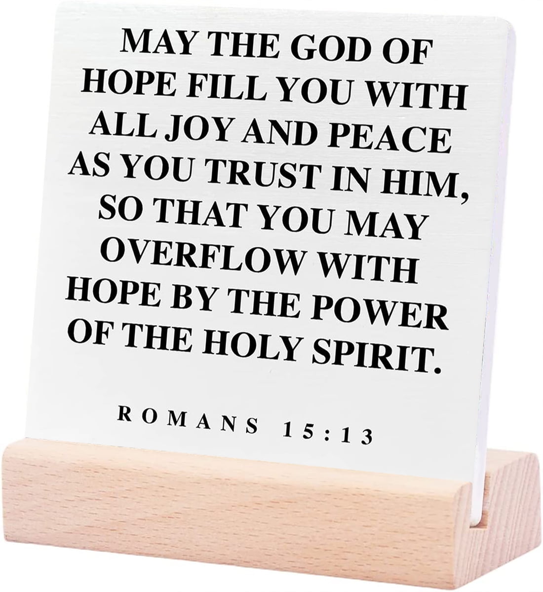 Ceramic Sign 4x4Inch Christian Desk Plaque Sign with Wood Stand Deco ...