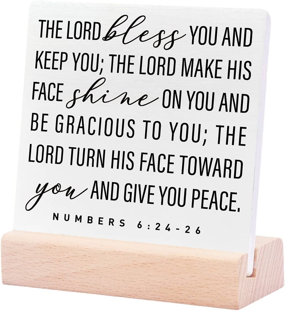 Ceramic Sign 4x4Inch Christian Desk Plaque Sign with Wood Stand Decor ...