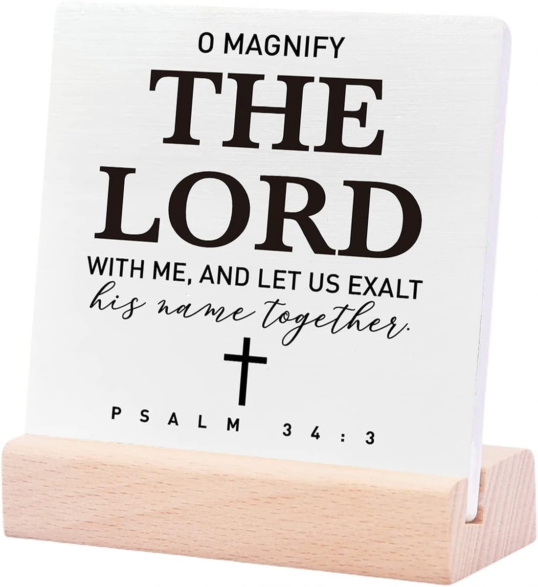 Ceramic Sign 4x4Inch Christian Desk Plaque Sign with Wood Stand Decor ...