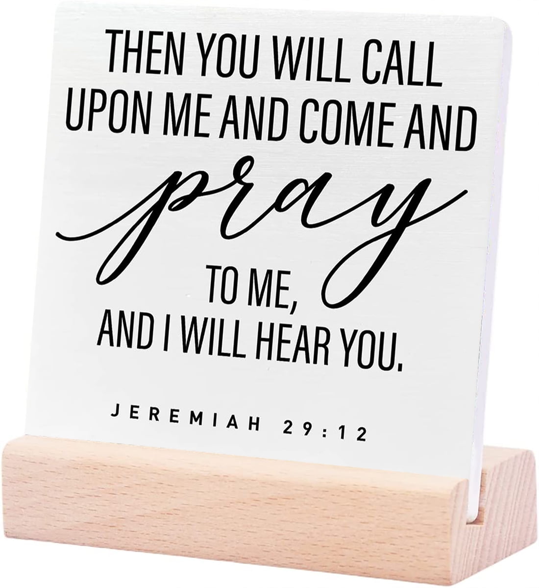 Ceramic Sign 4x4Inch Christian Desk Plaque Sign with Wood Stand Decor ...