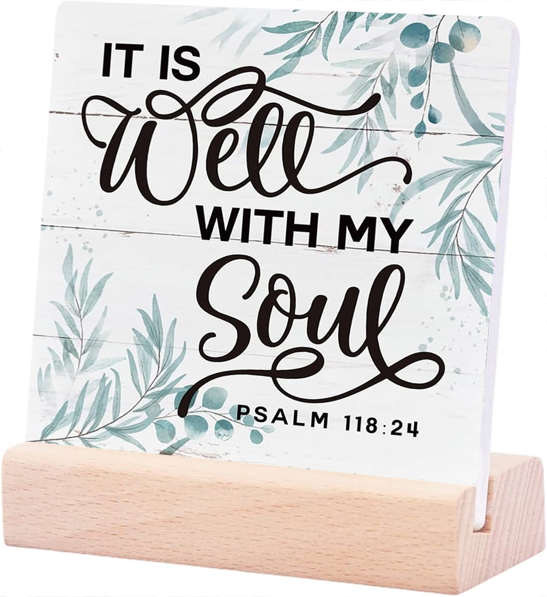 Ceramic Sign 4x4Inch Christian Sign Plaque Sign with Wood Stand Desk ...