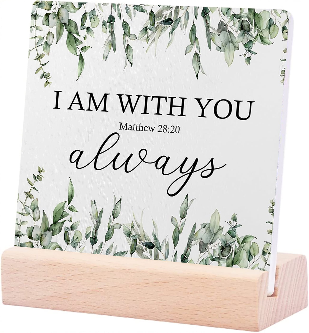 Ceramic Sign 4x4Inch Christian Scripture Matthew 2810 I Am With You ...