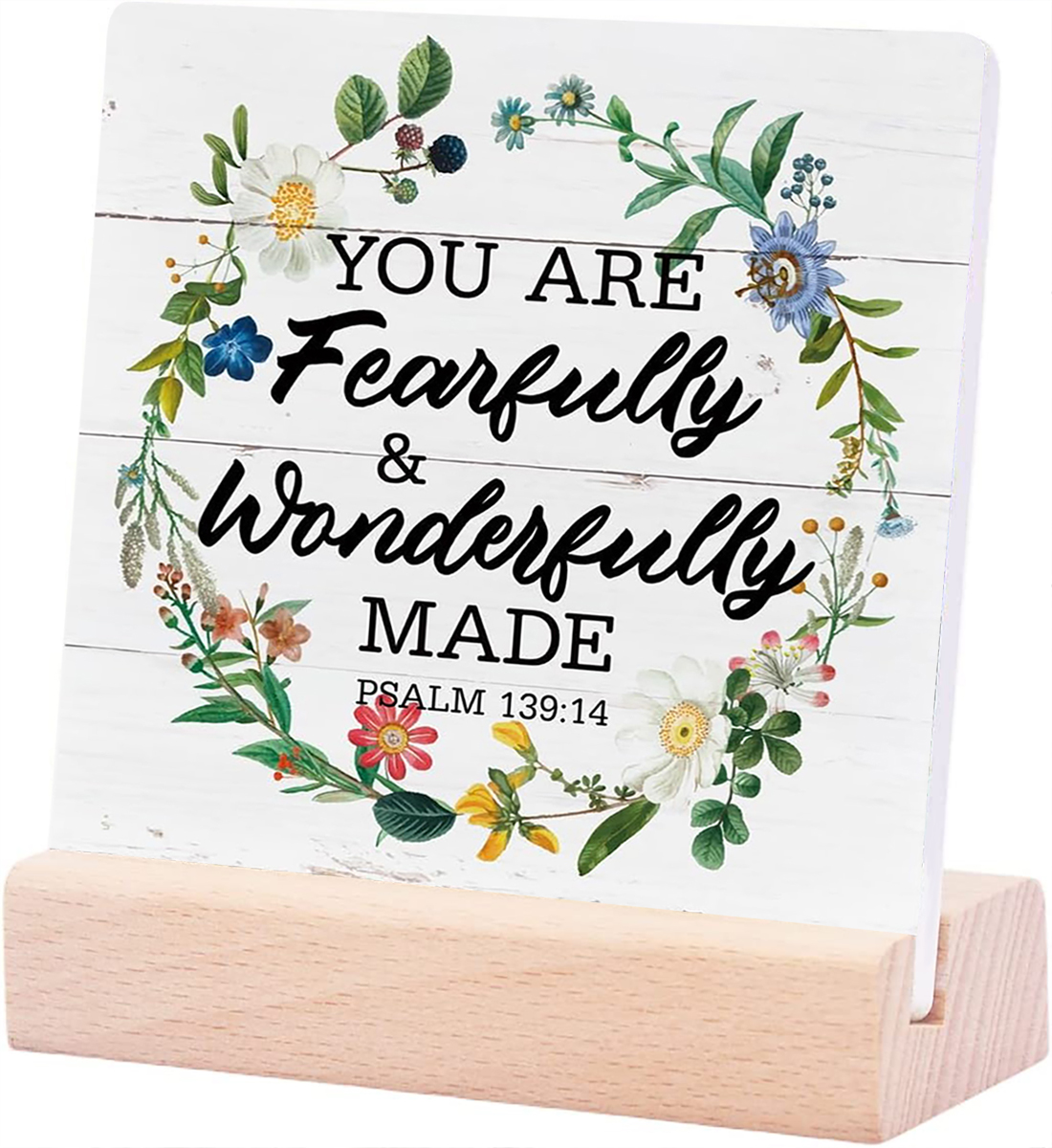Ceramic Sign 4x4Inch Christian Wood Signs Psalm You Are Fearfully ...