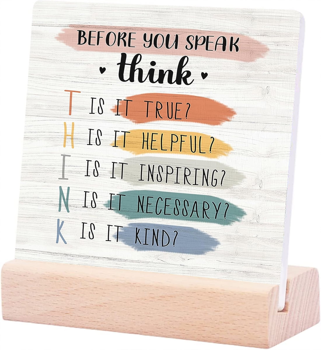 Ceramic Sign 4x4Inch Classroom Decor Before You Speak Think Desk Decor ...